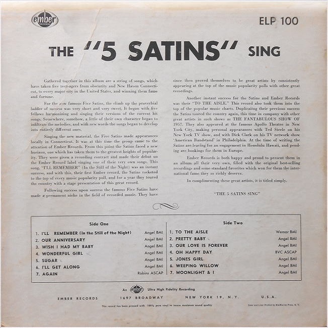 ELP-100 The Five Satins Sing